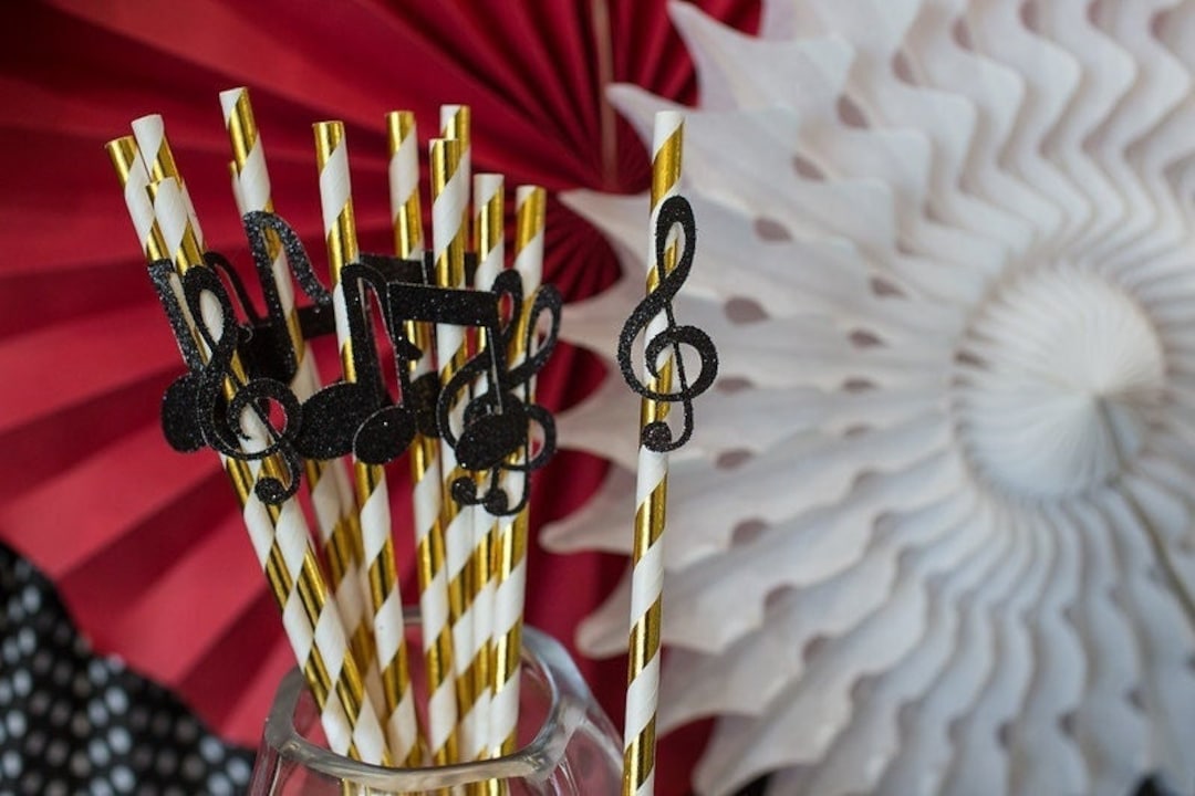 Music Party Decorations. Music Straws. Rock Star Birthday Decorations ...