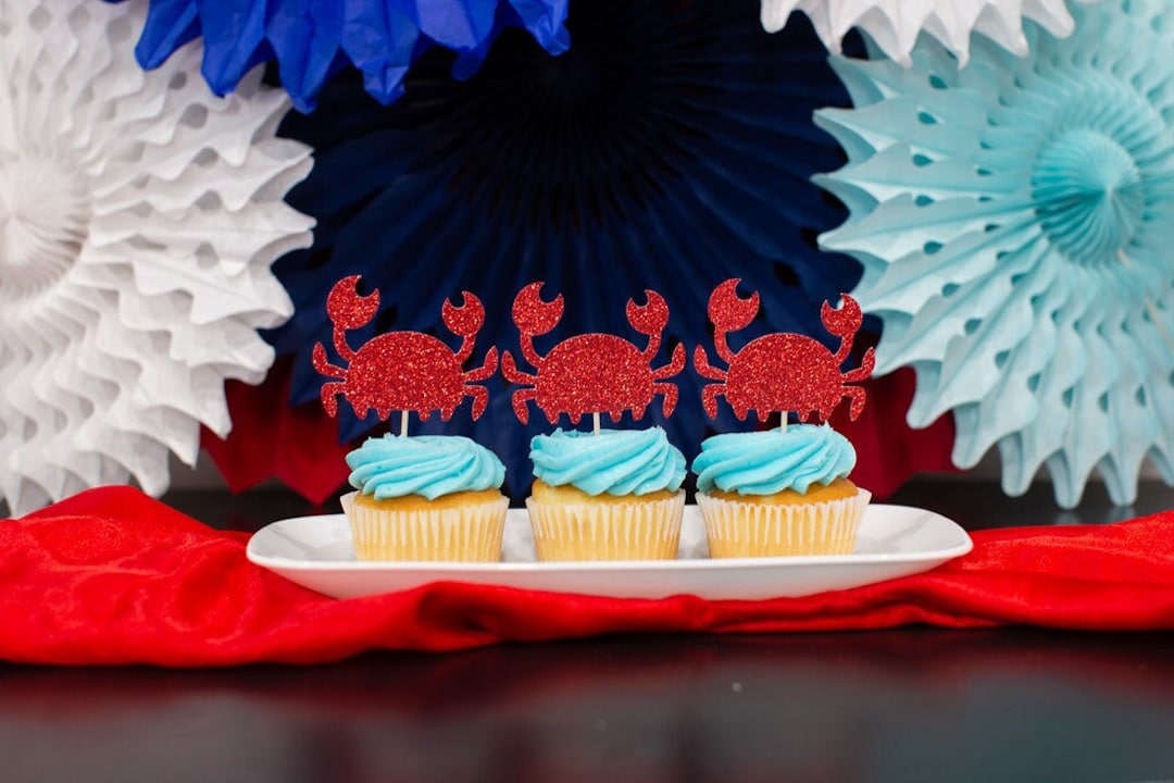 Red Crab Party Decorations. Red Crab Cupcake Toppers. Crab Feast ...