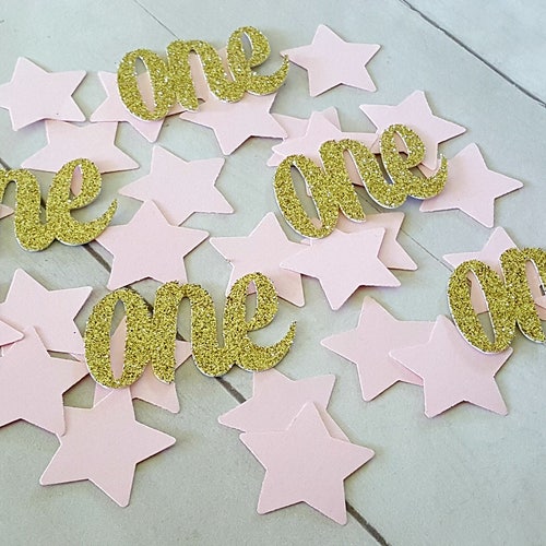 200 Pink and Gold Glitter Star Birthday Confetti Twinkle - Etsy