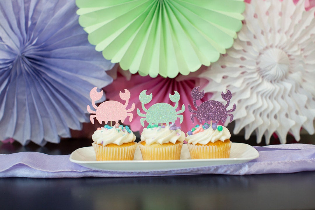 Pastel Crab Cupcake Toppers. Under the Sea Cupcake Toppers. Pastel ...