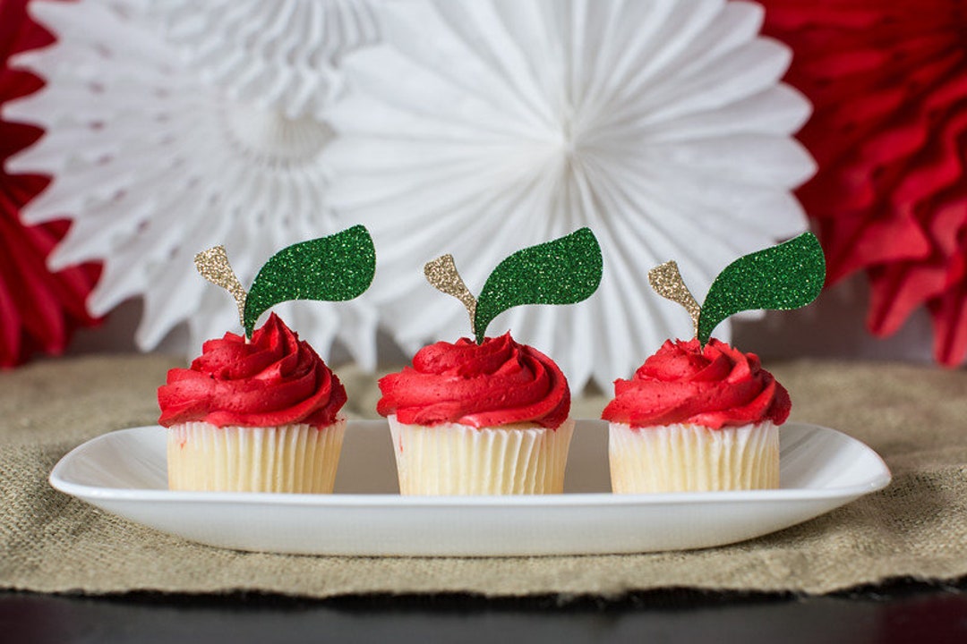 Apple Party Decorations. Apple Cupcake Toppers. Apple Stem Cupcake ...