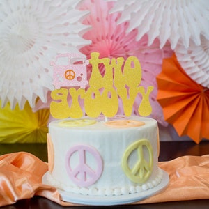 Two Groovy Cake Topper. Two Groovy Birthday Party Decorations. Hippie ...