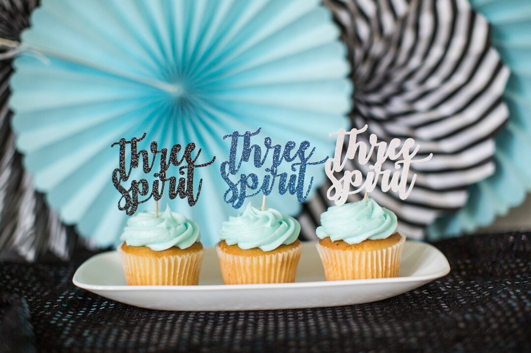 Three Spirit Glitter Cupcake Toppers, Halloween Birthday Decorations ...