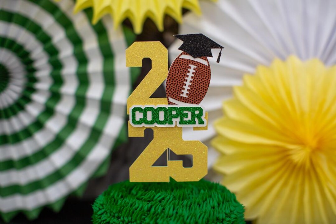 Football Graduation Party Decorations. Football Graduation Cake Topper ...