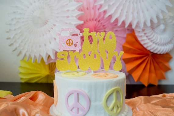 Two Groovy Cake Topper. Two Groovy Birthday Party Decorations. Hippie ...