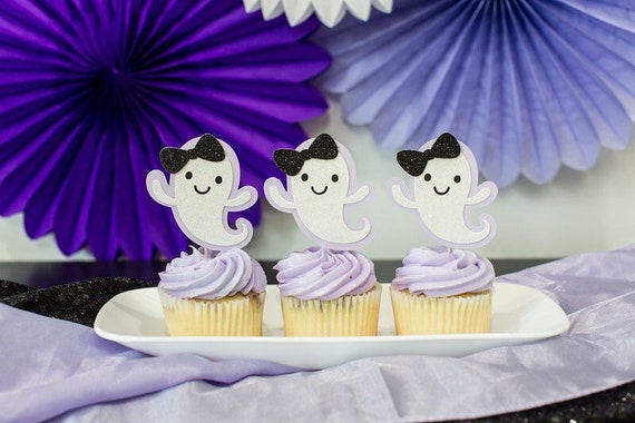 Lavender Halloween Decorations. Ghost Cupcake Toppers. Little | Etsy