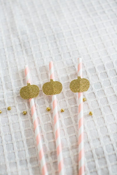 12 Little Pumpkin Straws Little Pumpkin Birthday Decor - Etsy