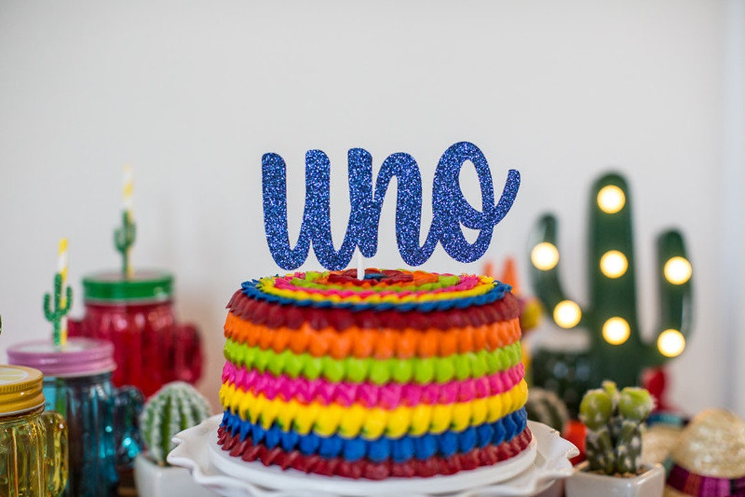 First Fiesta for a Boy. Uno Cake Topper. Uno Party Decorations. Blue ...