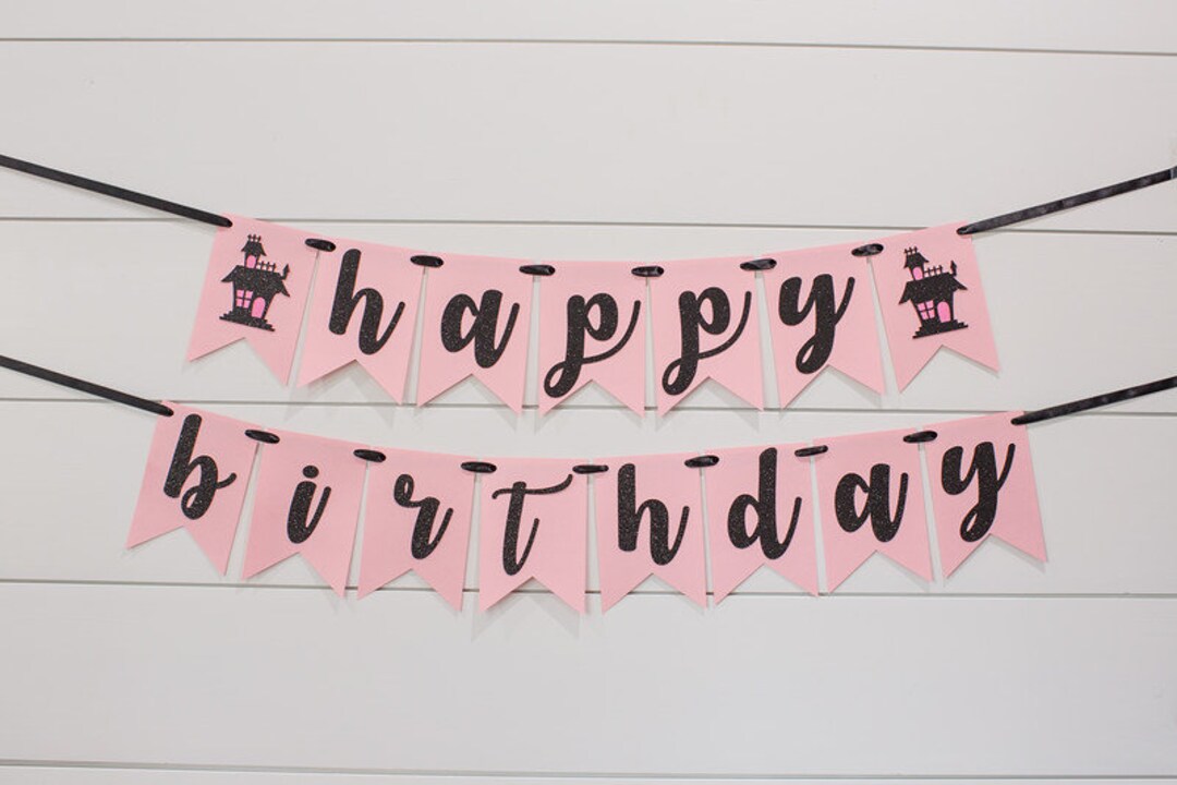 Pink Halloween Birthday Decor. Pink and Black Halloween Party ...
