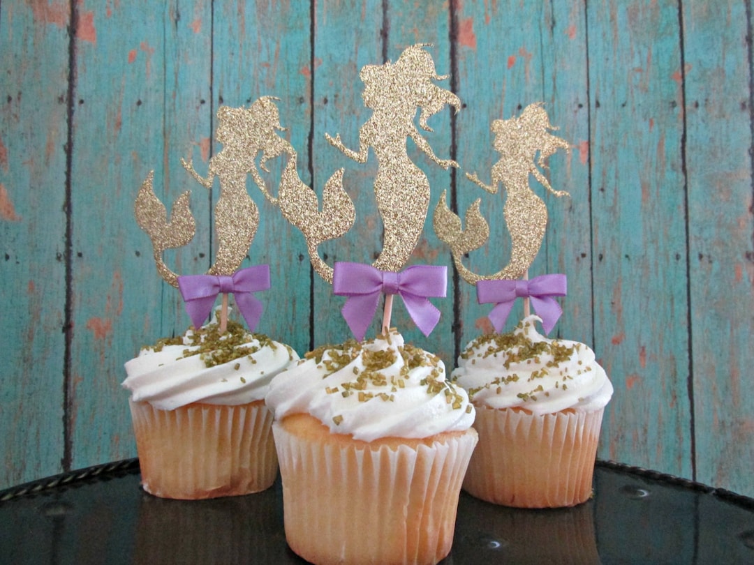 Gold Mermaid Cupcake Toppers, Mermaid Party Decor, Mermaid First ...
