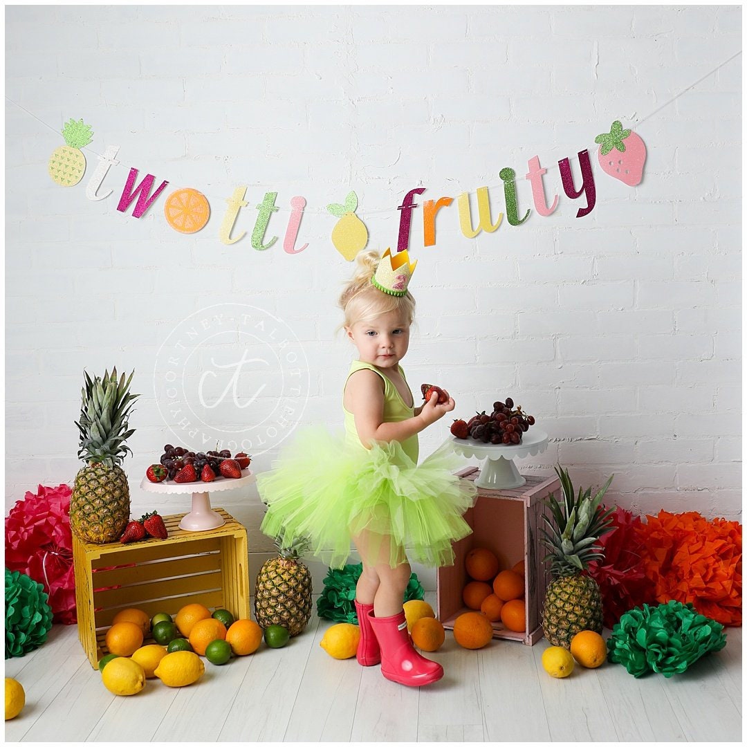 Twotti Fruity Glitter Banner, Fruit 2nd Birthday Party - Etsy Canada