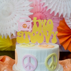 Two Groovy Cake Topper. Two Groovy Birthday Party Decorations. Hippie ...
