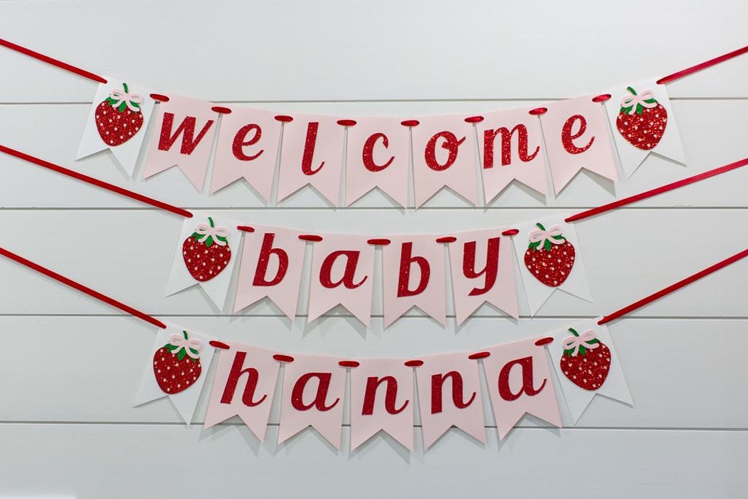 Strawberry Baby Shower Banner: Welcome Baby, Berry Sweet - Etsy