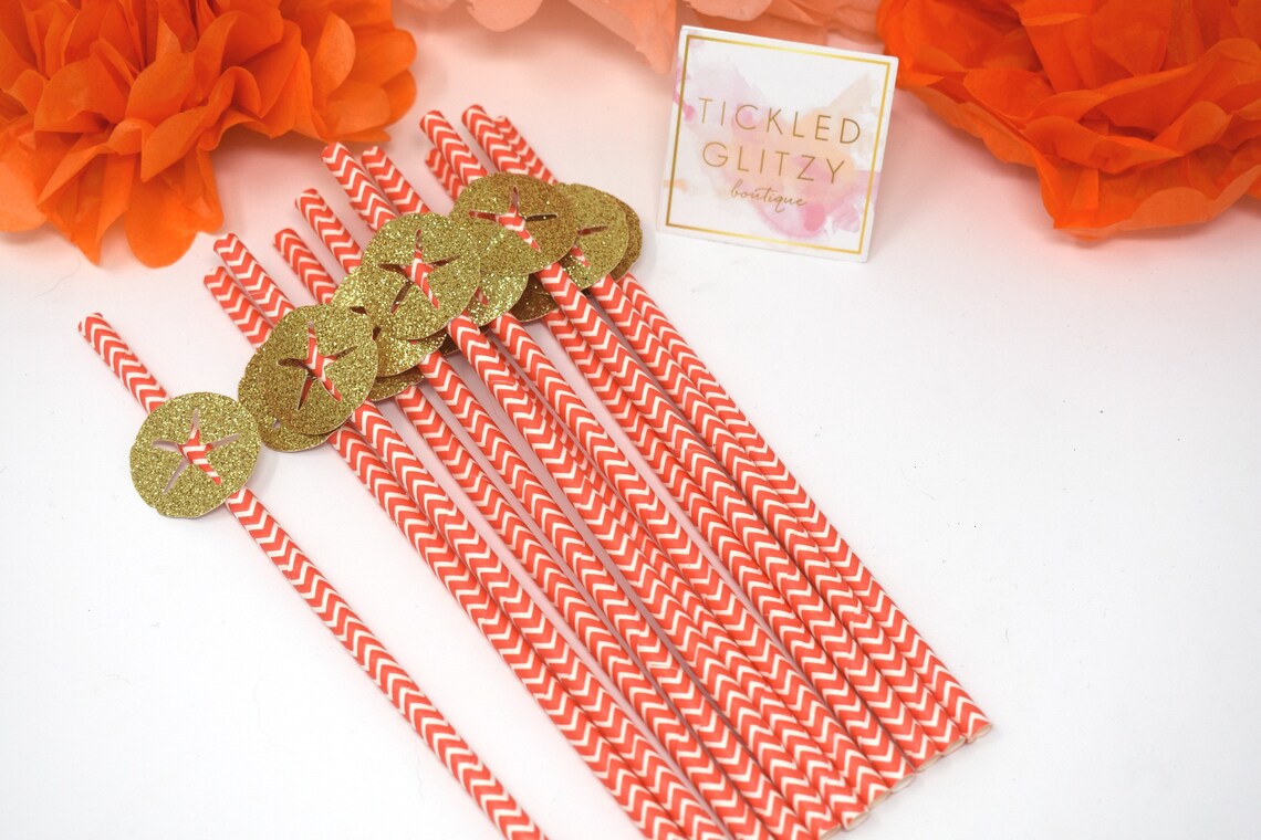 Coral Party Decorations Coral Straws Coral Bridal Shower - Etsy