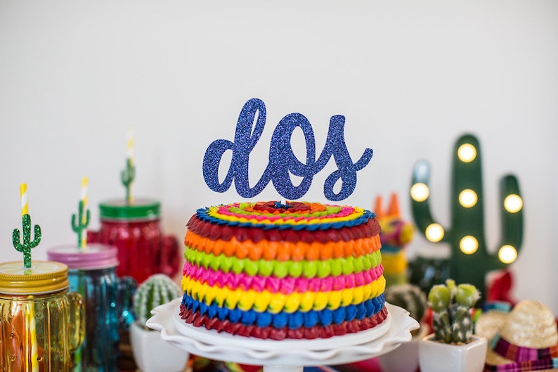 Dos Cake Topper. Boy Fiesta Decorations. Blue Fiesta Decorations. Taco ...
