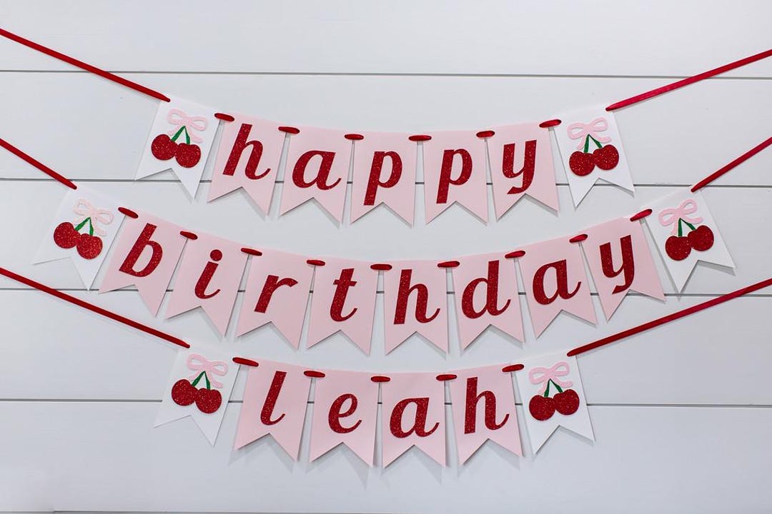 Cherry Happy Birthday Banner. Cherry Birthday Decorations. Cherry 1st ...
