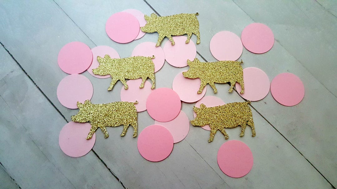 Pig Confetti, Gold Glitter Piggy, Pink Party Decorations - Etsy