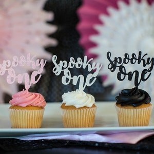 Spooky One First Birthday Decorations. Spooky One Cupcake Toppers. Girl ...