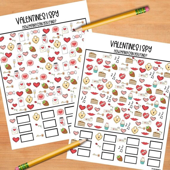 Printable Valentines I Spy Activity Sheet / Kids Printable | Etsy