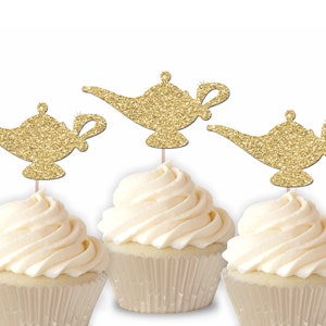 READY TO SHIP Glitter Magic Lamp Cupcake Toppers Genie Lamp - Etsy