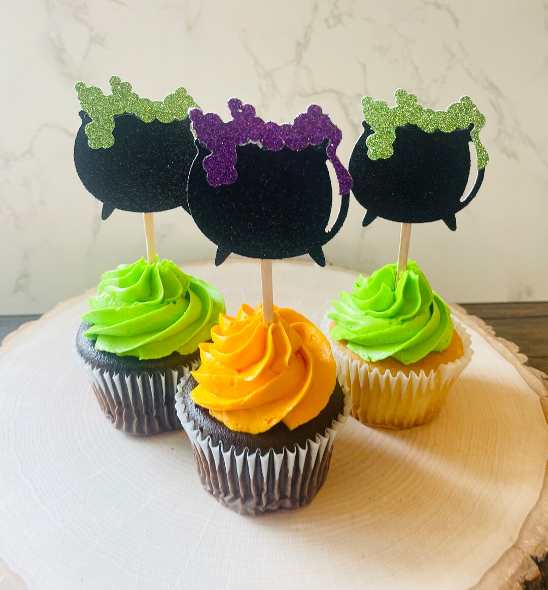READY TO SHIP Cauldron Cupcake Toppers Halloween Themed Party - Etsy