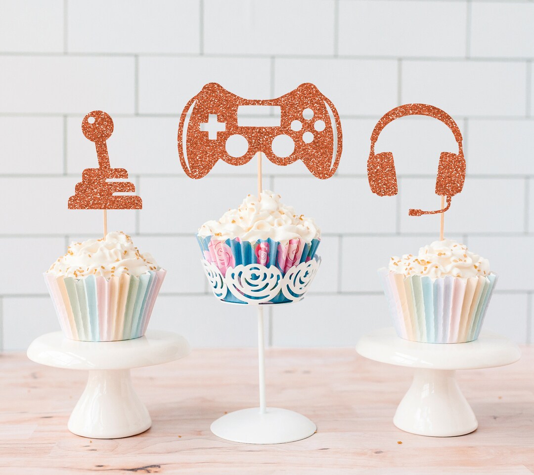 Gamer Cupcake Toppers Video Game Party Decor Level up - Etsy