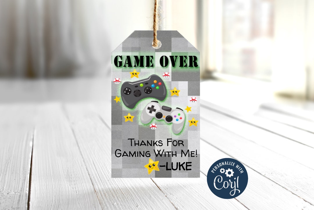DIGITAL Game Over Party Gift Tags / Video Game Party Favor - Etsy