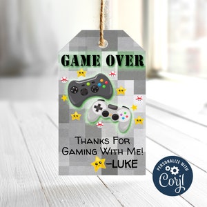 DIGITAL Game Over Party Gift Tags / Video Game Party Favor - Etsy