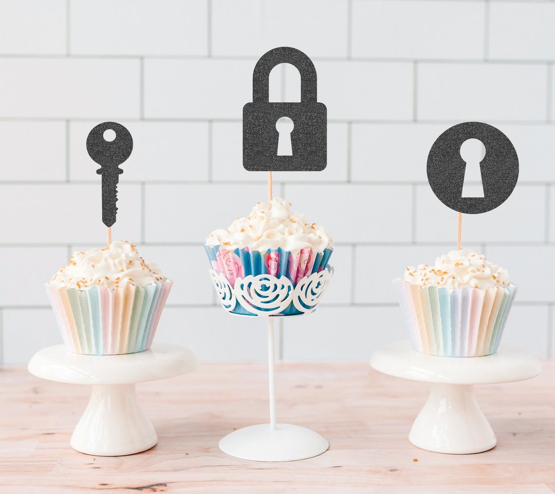 Lock and Key Cupcake Toppers, Escape Room Toppers, Lock Cupcake Toppers ...