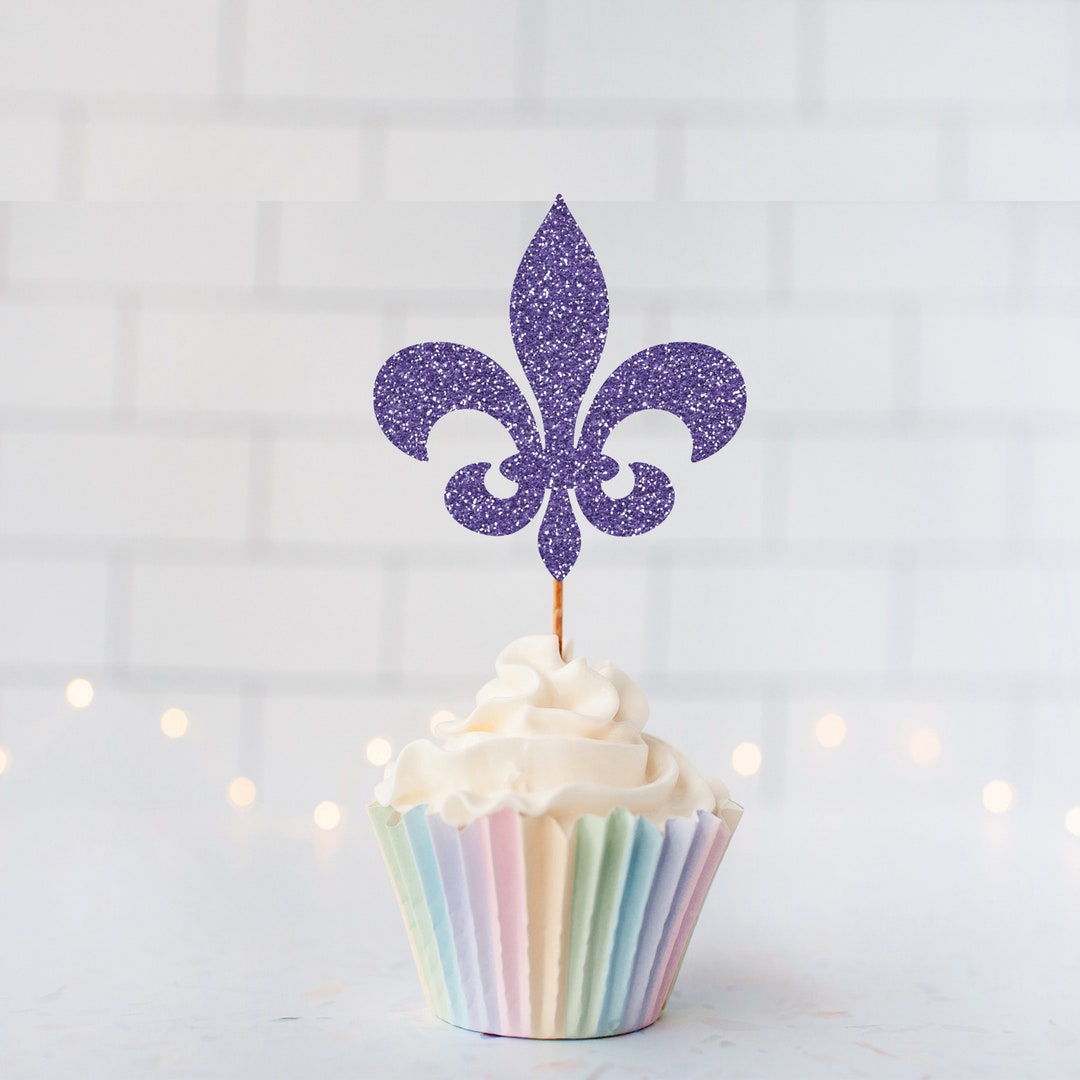 Fleur De Lis Cupcake Toppers, Glitter Fleur De Lis Toppers, Mardi Gras ...