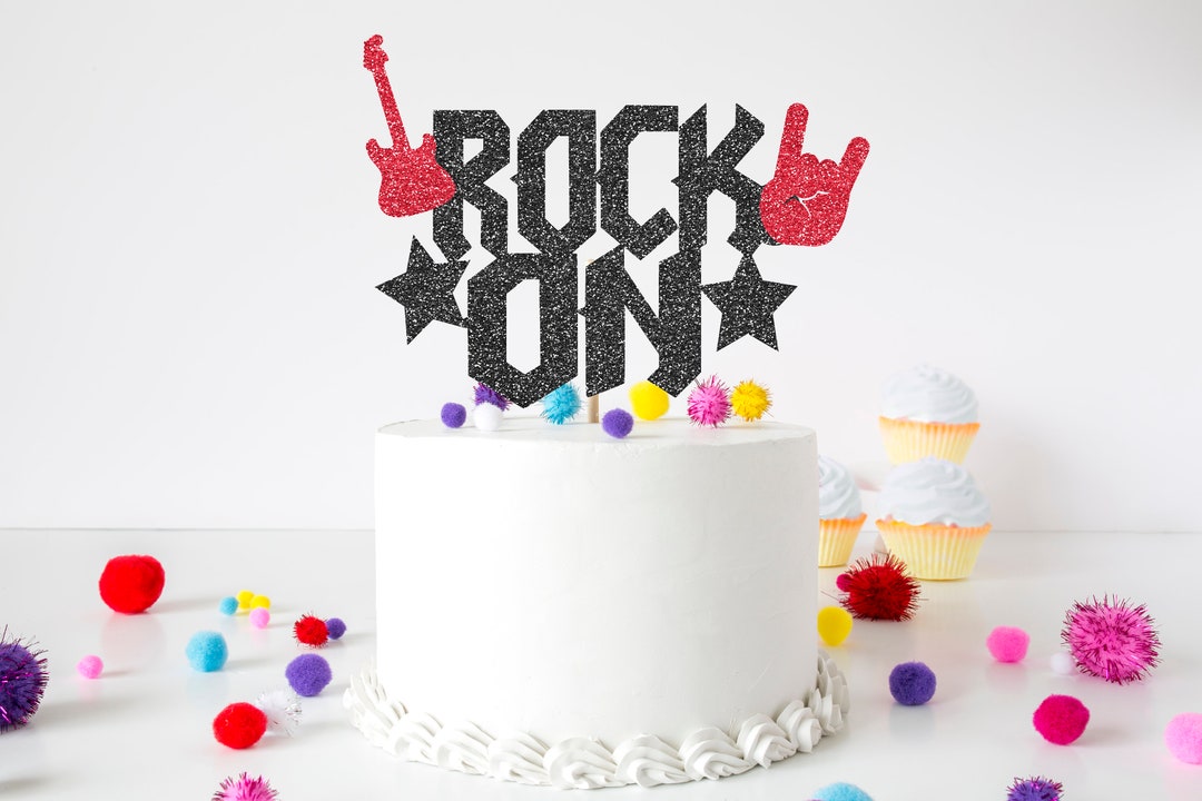 Rock on Cake Topper Rock Birthday Rock N' Roll Cake - Etsy