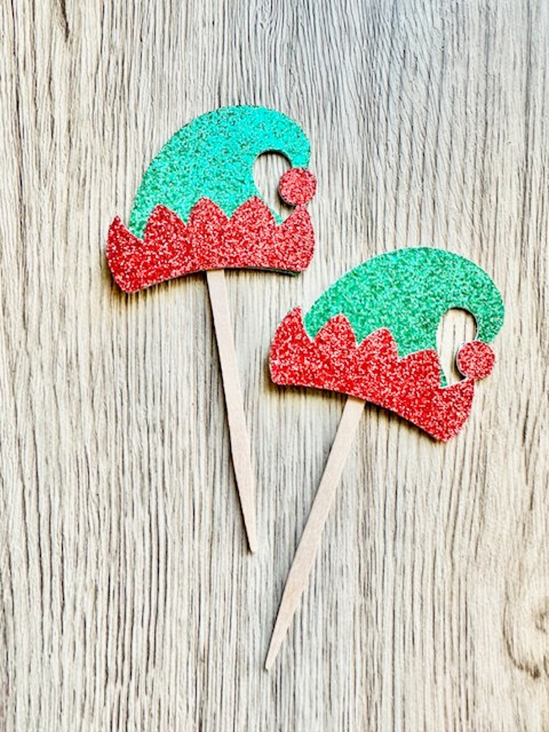 Elf Hat Cupcake Toppers Christmas Elf Hat Cupcake Toppers - Etsy