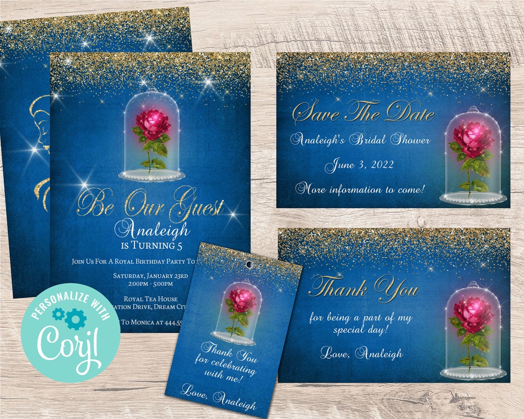 Be Our Guest Party Personalized Invitation Bundle / Custom Invites ...