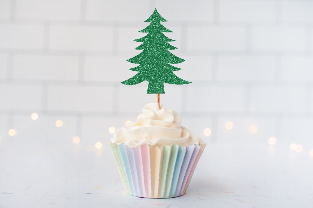 Forest Tree Cupcake Toppers, Pine Tree Cupcake Toppers, Camping Trees ...