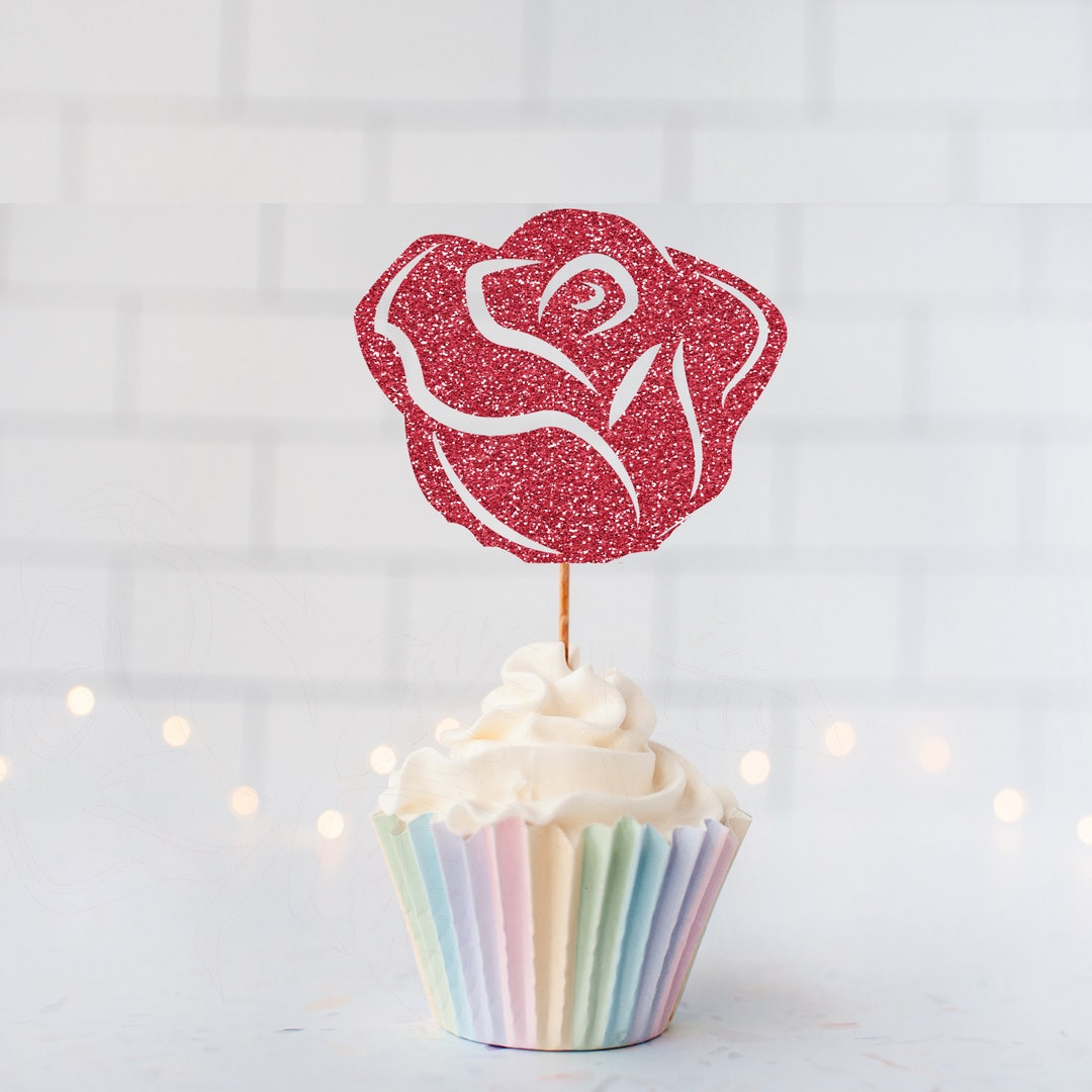Rose Cupcake Toppers Spring Flowers Toppers Roses Toppers - Etsy