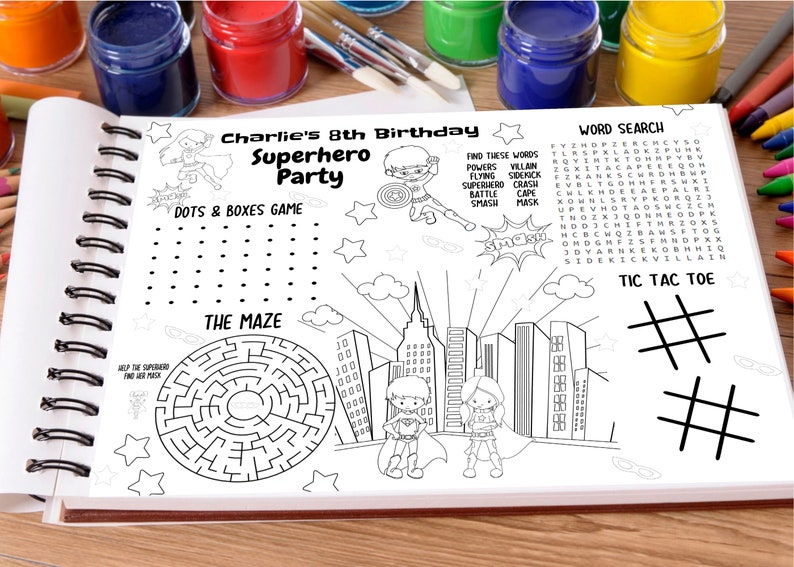 Editable Superhero Party Activity Sheet / Kids Printable - Etsy Canada