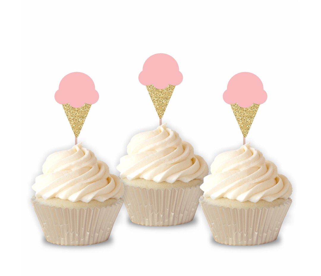 READY TO SHIP Ice Cream Party Cupcake Toppers / I Cream Cones Party ...