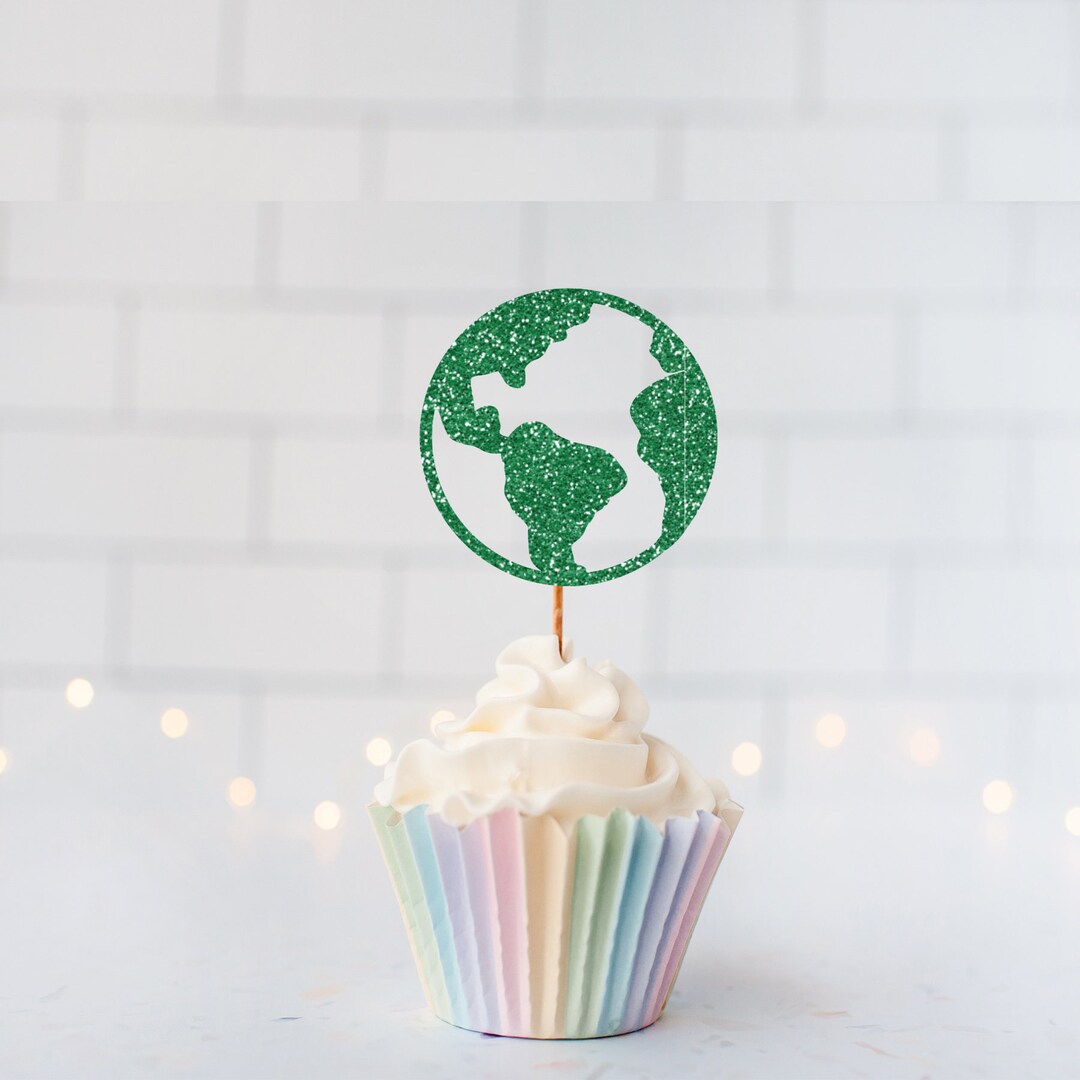 READY TO SHIP Earth Cupcake Toppers Planet Earth Themed - Etsy