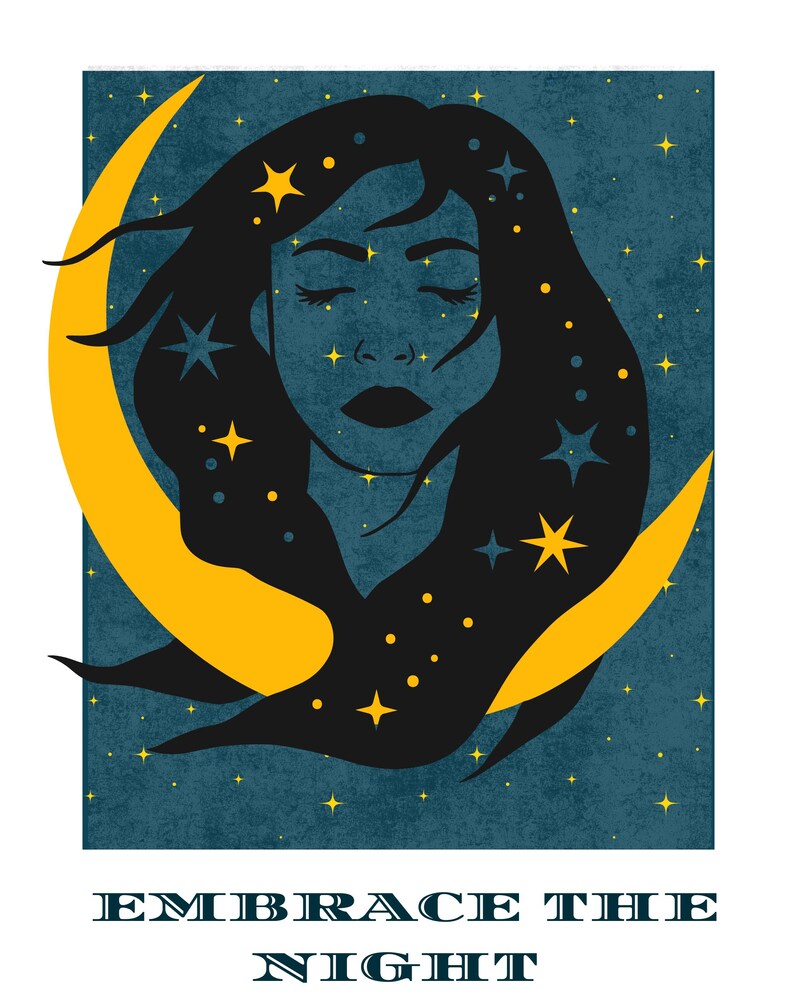 Embrace the Night, Print, Quote Wall Art, Digital Print Download ...