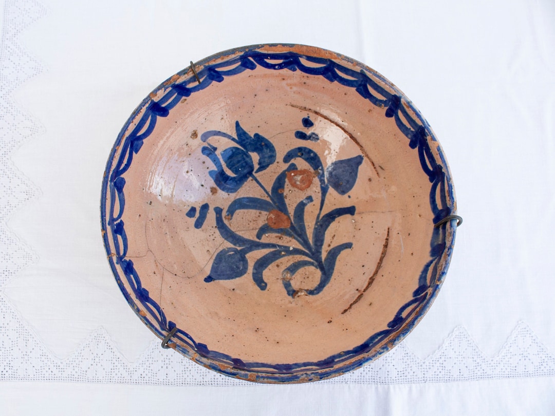 1800s Antique Staple Repaired Large Fajalauza Enamel Terracotta 11 ...