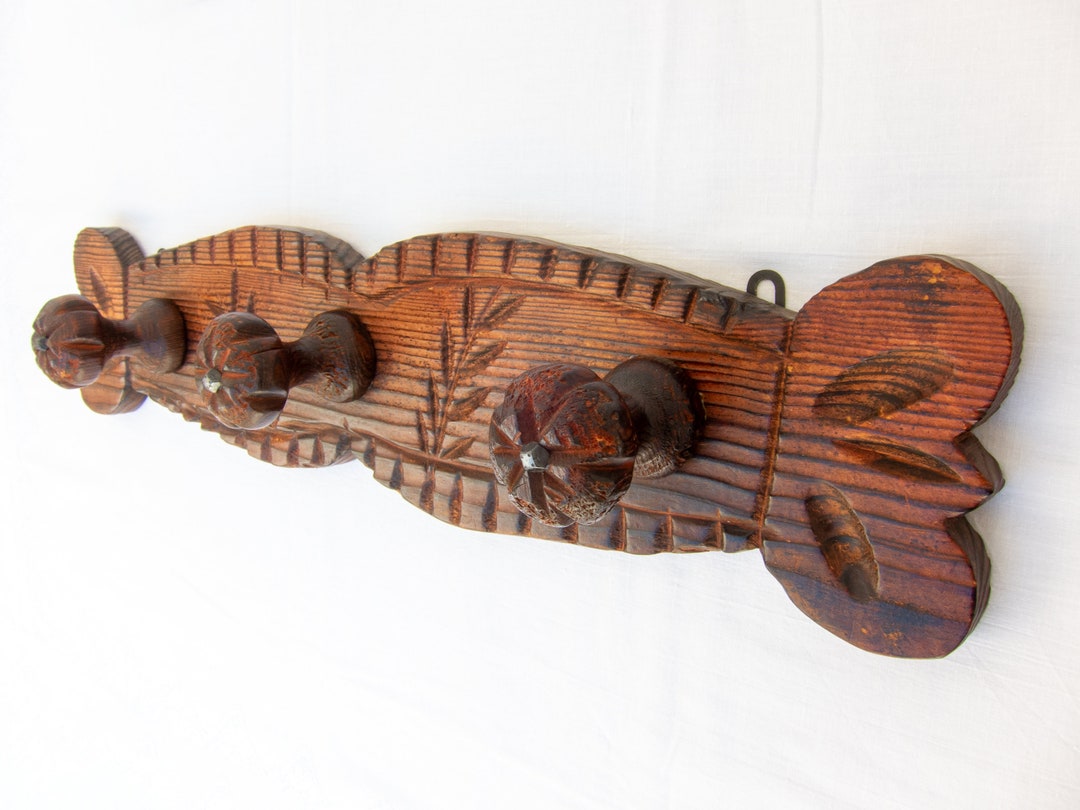 Spanish Vintage Hand Carved Wooden Coat Rack / Primitive & - Etsy