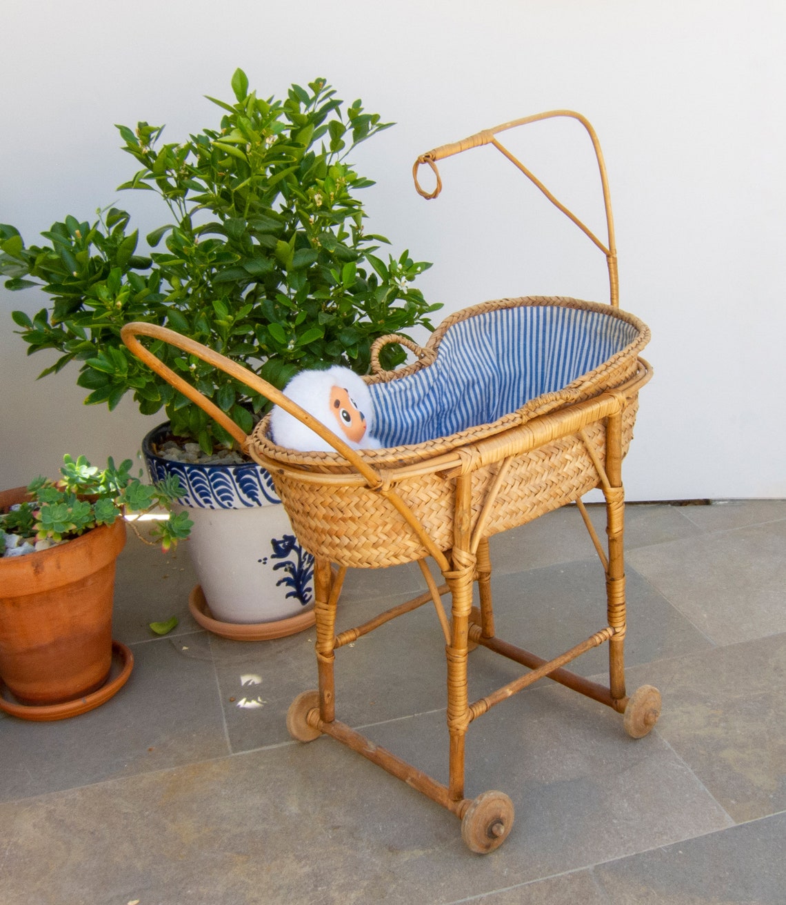 Vintage Wicker Baby Doll Stroller / Antique Toy Baby Carriage/ | Etsy
