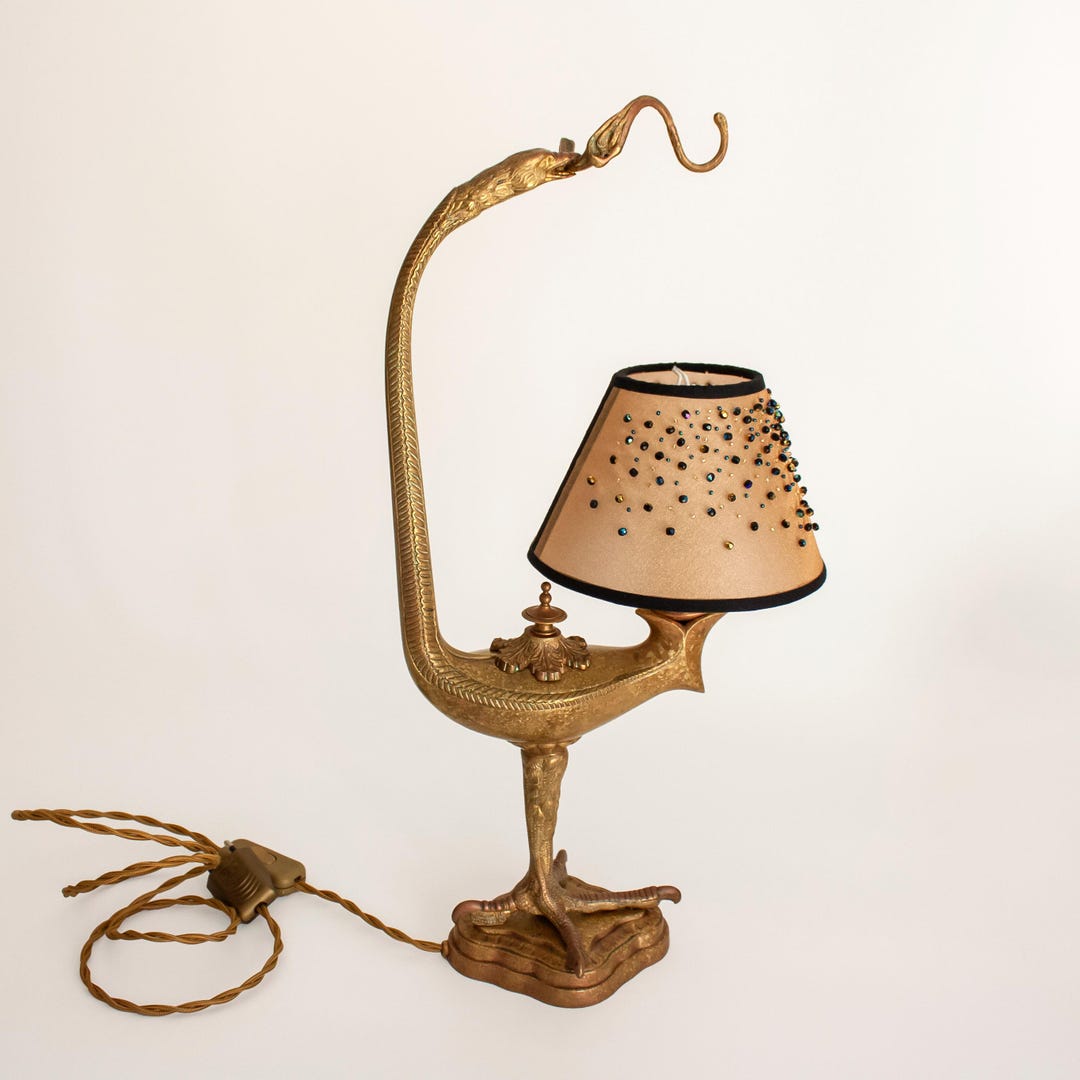 Antique 1930s Gothic Revival Quirky Genie Table Lamp / Bird Leg / Snake ...