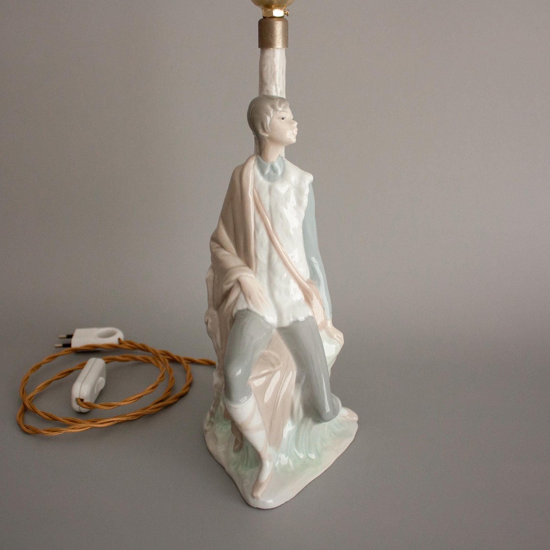 Vintage NAO LLADRO Porcelain Lamp, Shepherd Figurine by Fulgencio ...