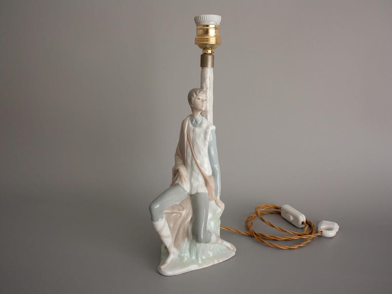 Vintage NAO LLADRO Porcelain Lamp, Shepherd Figurine by Fulgencio ...