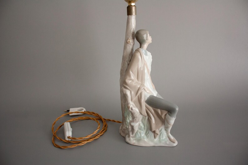 Vintage NAO LLADRO Porcelain Lamp, Shepherd Figurine by Fulgencio ...