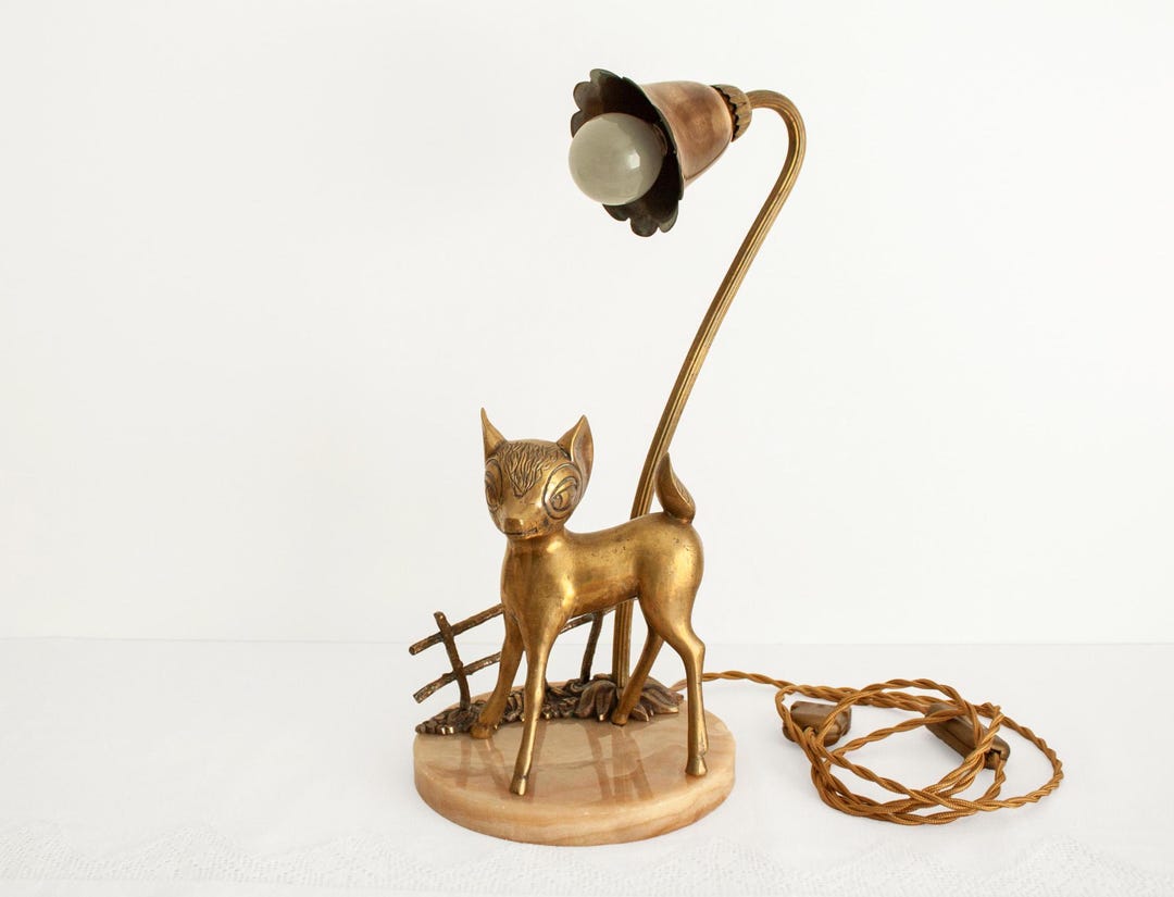 French Art Deco Bambi Fawn Figurine 1940s Antique Lamp / Re-wired ...