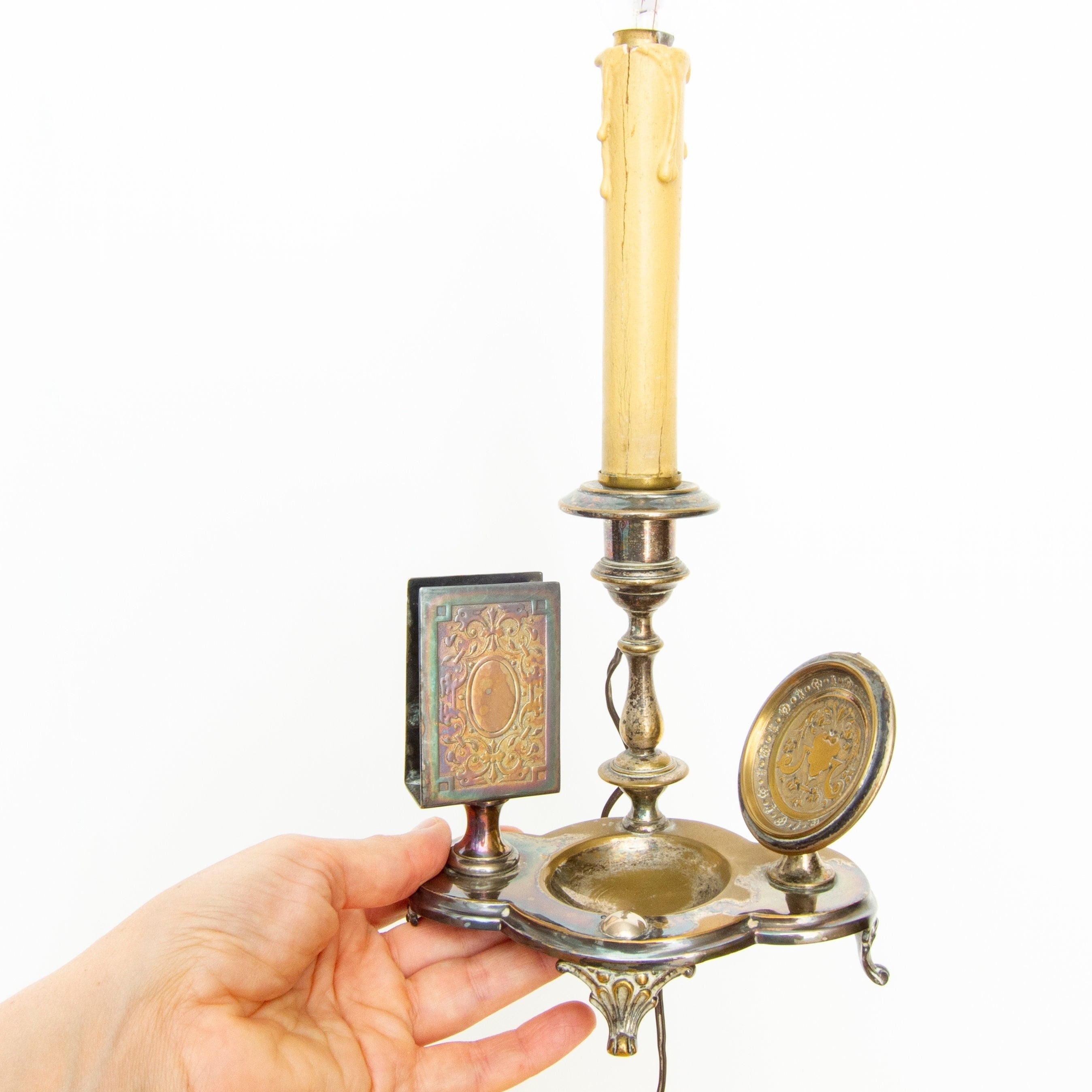 Very RARE 1800s Antique Silver Plated Candle Holder Turned to - Etsy