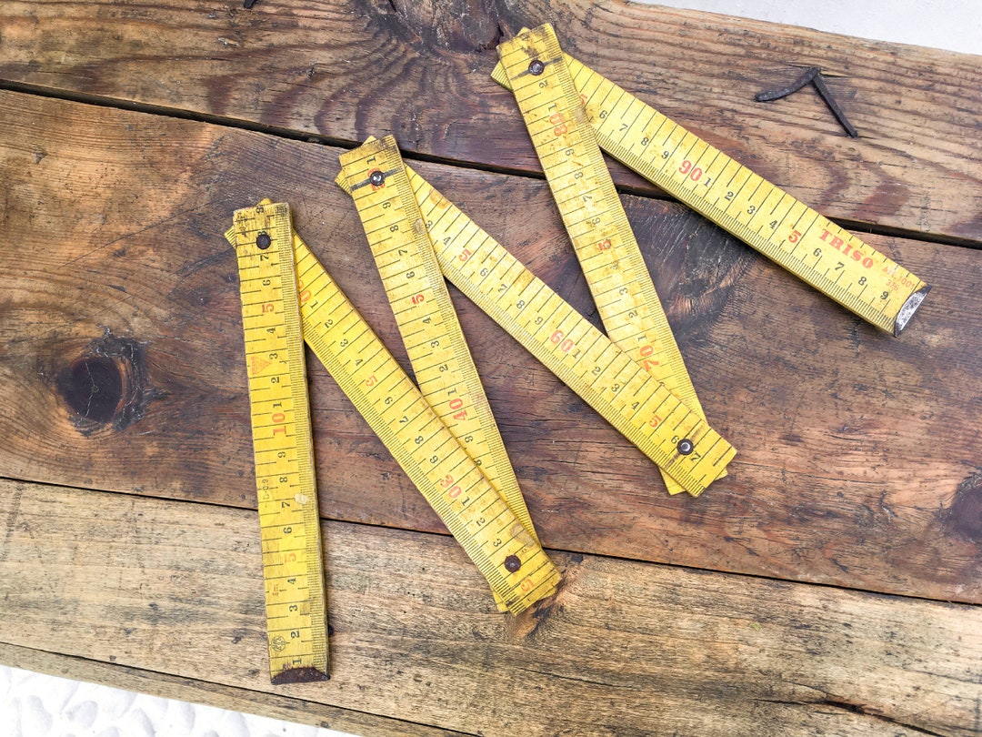 Vintage Folding Wooden Ruler From Yugoslavia / Yellow Measuring Tool ...
