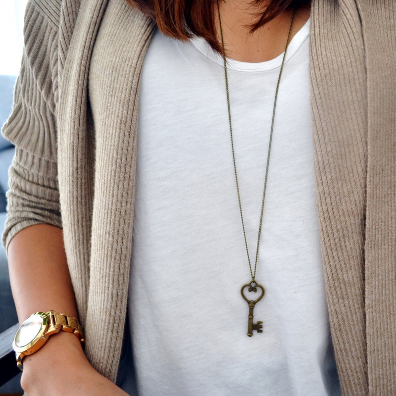 Long Key Necklace - Etsy